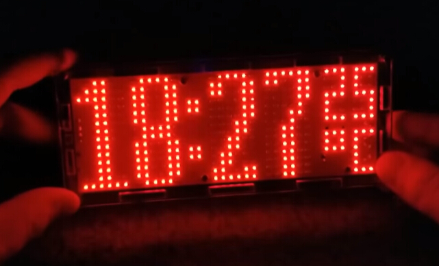 DIY Kit Red LED Dot Matrix Clock with Acrylic Shell - SMD Soldering Practice